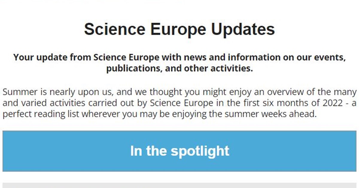 Science Europe Updates July 2022 is out! - Science Europe