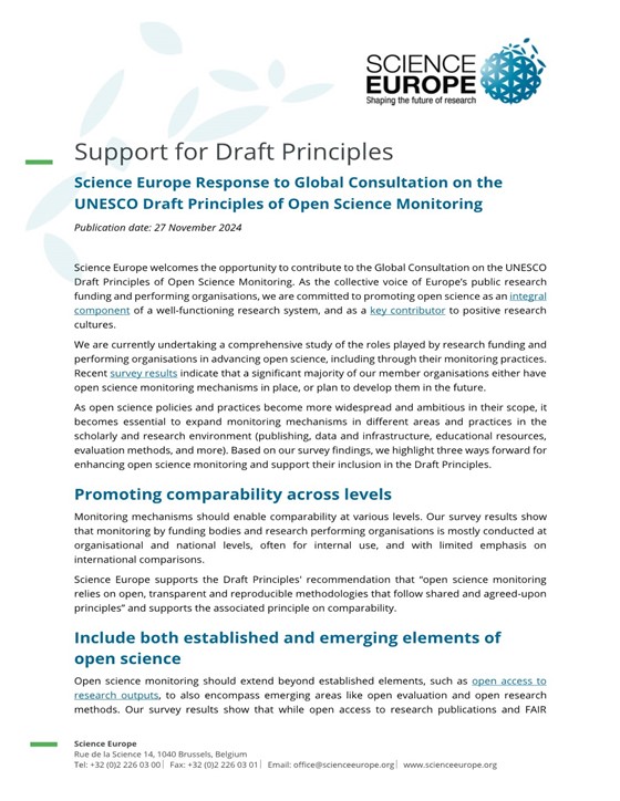 Support for UNESCO Draft Principles on Open Science Monitoring ... Support for UNESCO Draft Principles on Open Science Monitoring ...